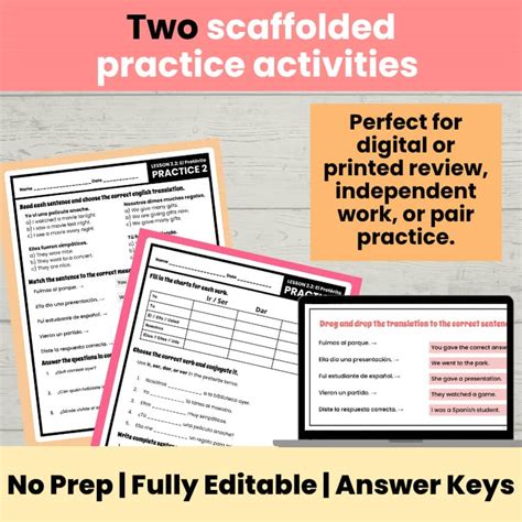 Preterite Ir Ser Ver Dar Lesson Presentation Guided Notes Practice