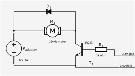 Pi 2 How To Control 12V DC Motor With A NPN Transistor A GPIO Pin And A 12 V DC Power Supply