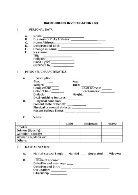 Bi Form 2024 Survey Background Investigation Bi I Personal Data