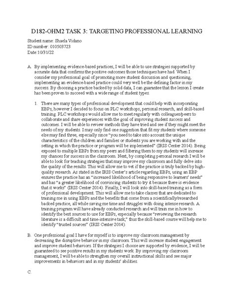 D182 Task 3 Passed D182 Ohm2 Task 3 Targeting Professional