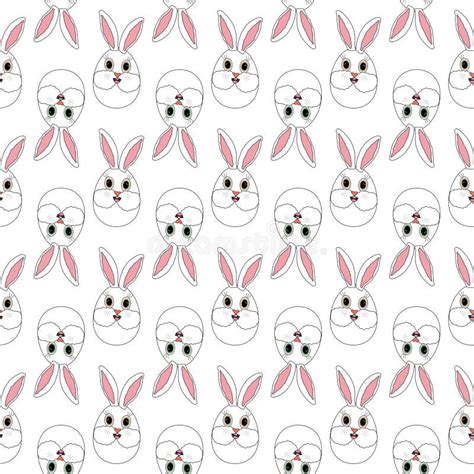 Cute Easter Bunny Face Pattern With Pink Ears Stock Illustration