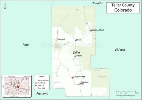 Map Of Teller County Colorado Showing Cities Highways And Important