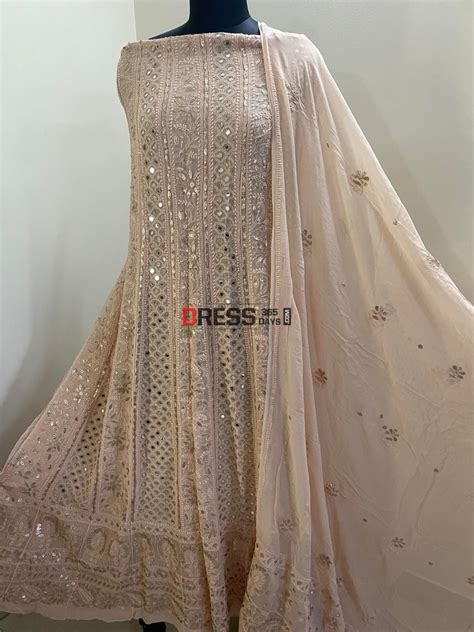 Fawn Mirror Chikankari Anarkali Suit Dress365days