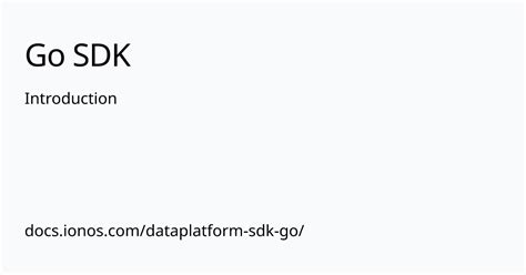 introduction go sdk
