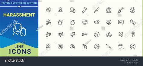 Harassment Icon Collection Contains Related Threat Stock Vector