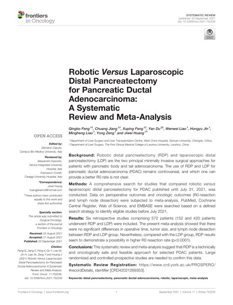(PDF) Robotic Versus Laparoscopic Distal Pancreatectomy for Pancreatic Ductal Adenocarcinoma: A ...