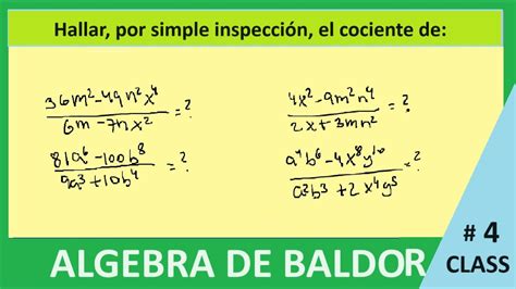Algebra De Baldor Ejercicios De Hallar Por Simple Inspección El