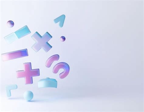 Vibrant Gradient Math Symbols And Geometric Shapes On White Background