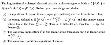 solved the lagrangian of a charged classical particle in