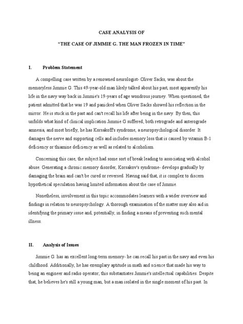 Case Analysis 1 Pdf Memory Clinical Medicine