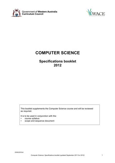 Pdf Computer Science Wikispaces Specificationscomputer Science