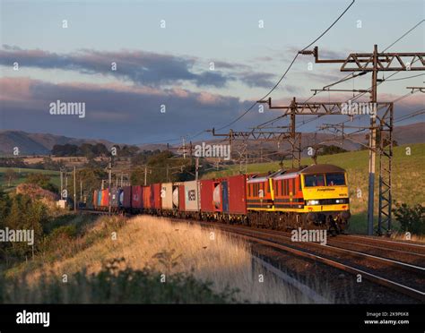 2 Freightliner Class 90 Electric Locomotives At Lambrigg North Of Oxenholme On The West Coast