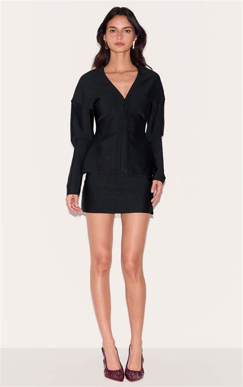 Black Knitted Tailored Mini Skirt Co Ords Plt Ksa