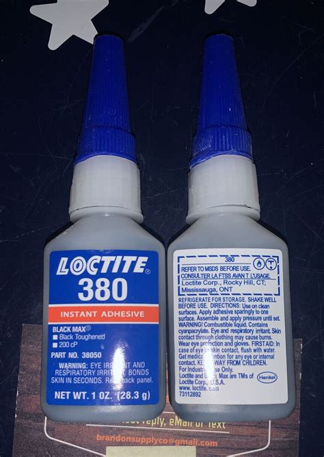 2 X Loctite 380 Black Max Instant Adhesive 1oz 283g 38050 Two Bottles