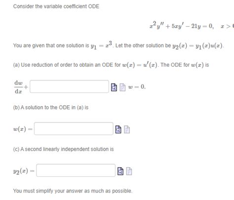 Solved Consider The Variable Coefficient Ode 22 5zy