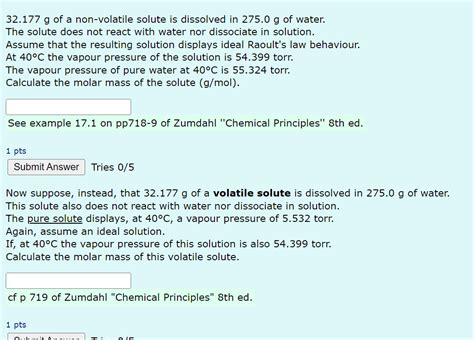 Solved 32177 G Of A Non Volatile Solute Is Dissolved In