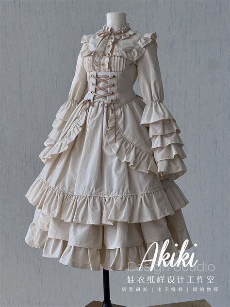 阿吉 Bjd 1 4 Bjd Doll Patterns Victoria Style Puff Sleeve Dress No Seam Allowance Included Etsy