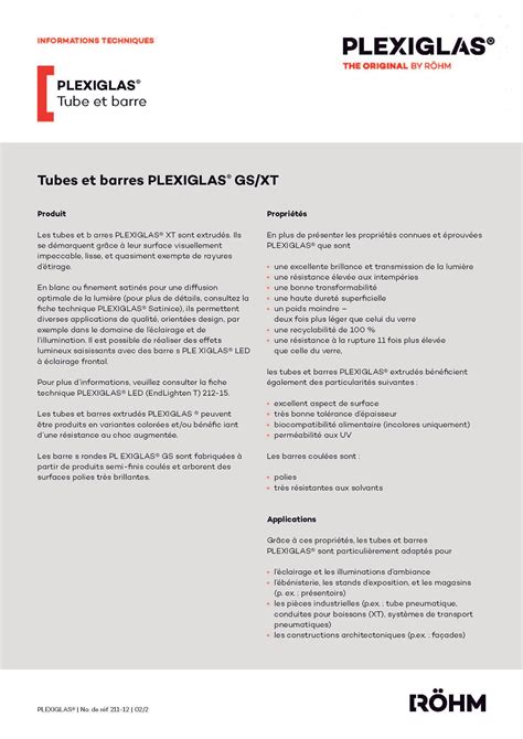 Plexiglas® Tubes Et Barres