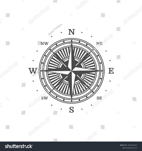Medieval Compass Sign Geography Symbol Sailor Stock Vector Royalty