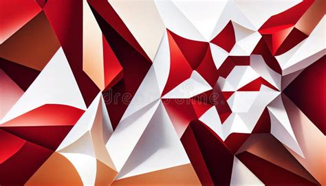 Generative Ai Organic And Geometric Shapes In Red And White Stock
