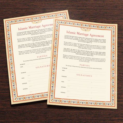 Design A Beautiful Islamic Marriage Agreement Document Template
