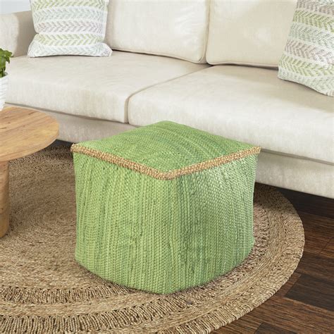 Evette Rios Dillon Transitional Jute Bordered Cotton Handmade Ottoman Pouf Wayfair