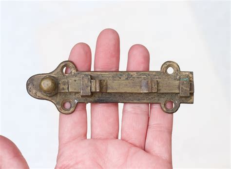 Salvage Brass Sliding Doll Latch Slide 4 Inch 19th Century Antique Victorian Sliding Door Lock