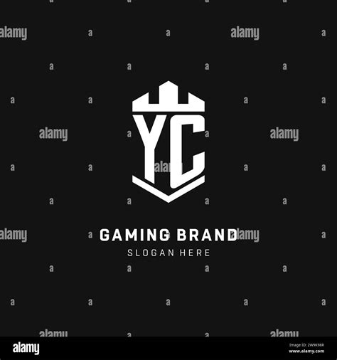 Yc Monogram Logo Initial With Crown And Shield Guard Shape Style Vector Graphic Stock Vector
