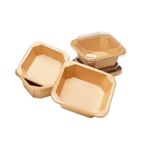 Pack Of 200 Octagon Disposable Paper Salad Containers With Clear Lid