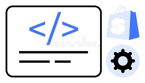 Digital Development And E Commerce Concept With Coding And Shopping Bag Stock Vector
