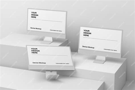 Premium Psd Computer Mockup With Shadow Background And Realistic