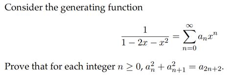 Solved Consider The Generating Function Xx N Anxn Chegg