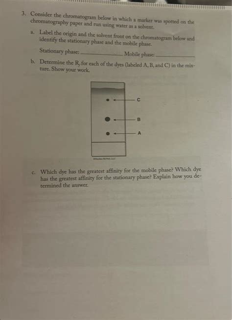 Solved 3 Consider The Chromatogram Below In Which A Market