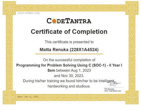 Codetantra C Programming Language Renuka Matta