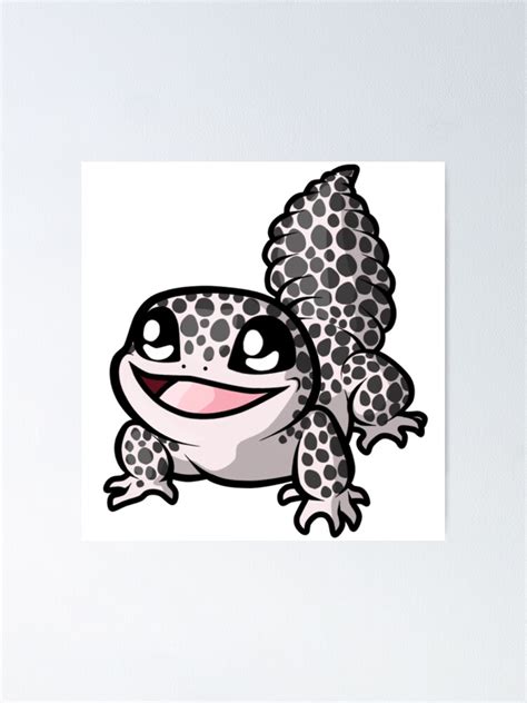 Chibi Super Snow Leopard Gecko Design Poster For Sale By Amackincheese Redbubble