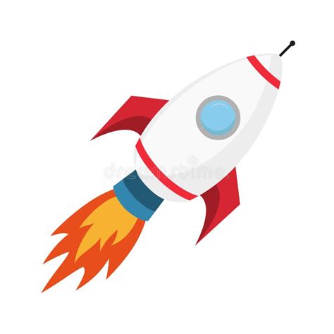 Flying Rocket On The White Background Stock Vector Illustration Of