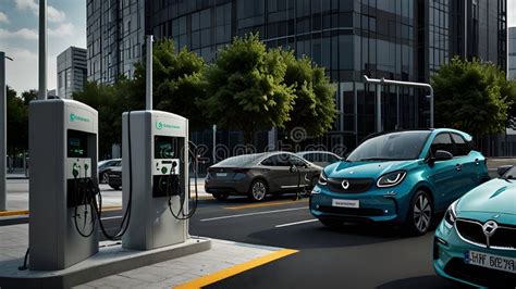 Seamless Flow Of Electric Vehicles In A Smart Transportation Grid Stock Illustration