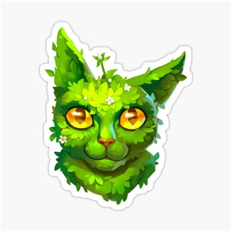 Grassy Cat Sticker By Gasnikova Redbubble