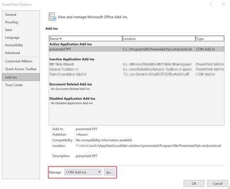 Enable Disable An Office Addin Presentaid