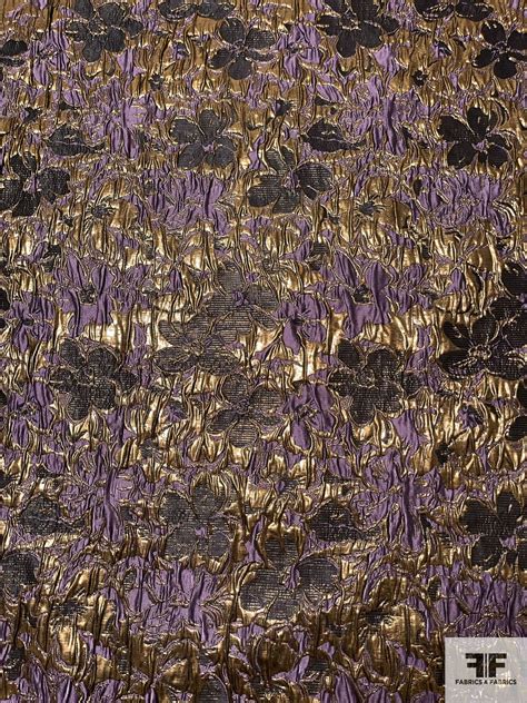 Metallic Floral High Ruche Reversible Brocade Dusty Purple Gold