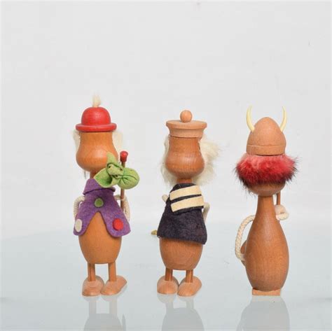 Mid Century Danish Modern Wood Toys Set Of Three Vikings For Sale At