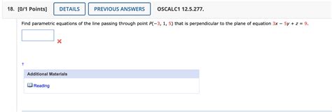 Solved Find Parametric Equations Of The Line Passing Through