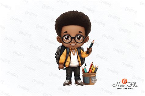 Back To School Black Boy Clipart Design Graphic By Graftify · Creative