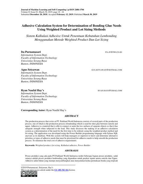 Pdf Adhesive Calculation System For Determination Of Bonding Glue