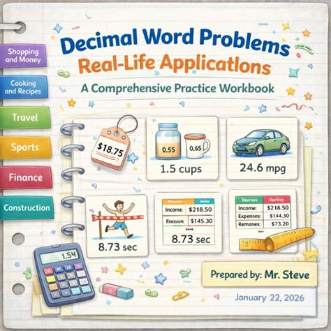 Decimal Word Problems Workbook Real Life Applications Solutions