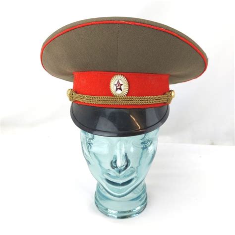 Soviet Cold War Era Army Officers Dress Visor Cap Red Band Moscow