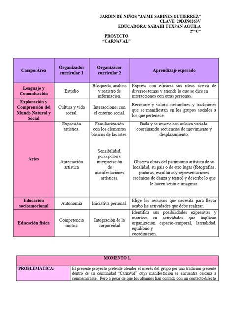 Proyecto Carnaval Pdf Educación De La Primera Infancia Carnaval