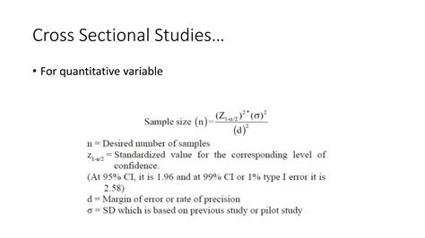 SAMPLE SIZE CALCULATION IN DIFFERENT STUDY DESIGNS AT Pptx