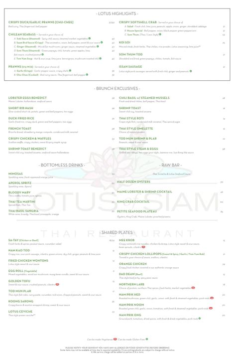 Lotus Of Siam Proper Brunch Menu