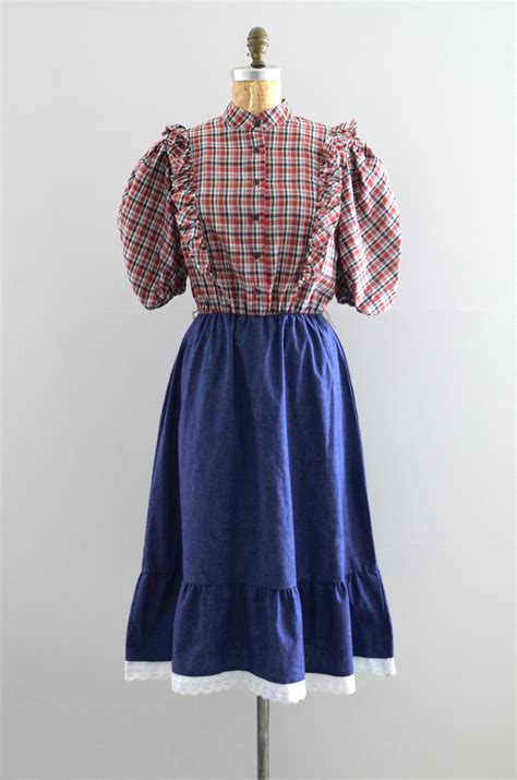Vintage 1970s Plaid Dress Pickled Vintage